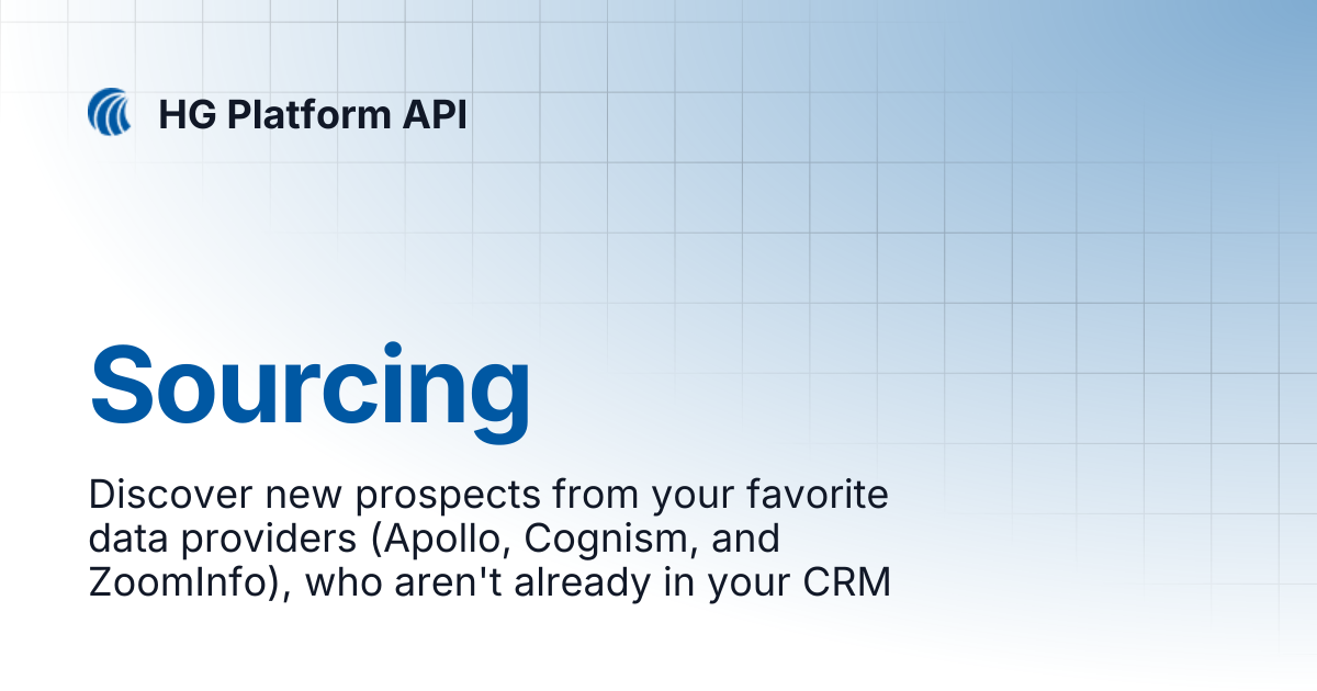 Sourcing | HG Platform API