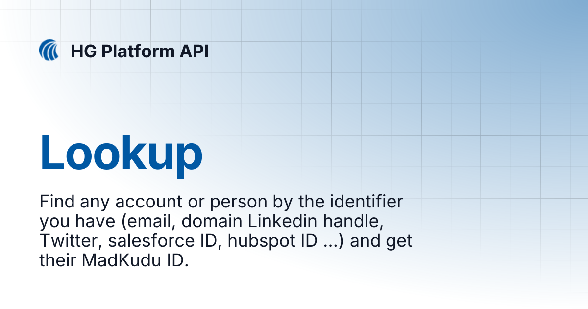 Lookup | HG Platform API